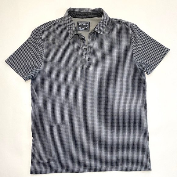 Express | Shirts | Express Stretch Moisture Wicking Printed Grey Polo ...